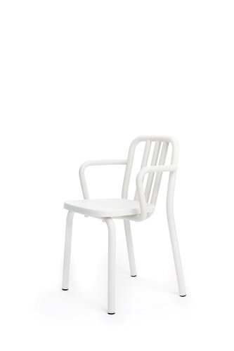 White Aluminum Tube Chair with Arms by Mobles114 for sale at Pamono