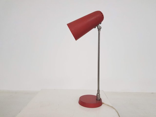 Red Metal Desk Light, 1950s for sale at Pamono