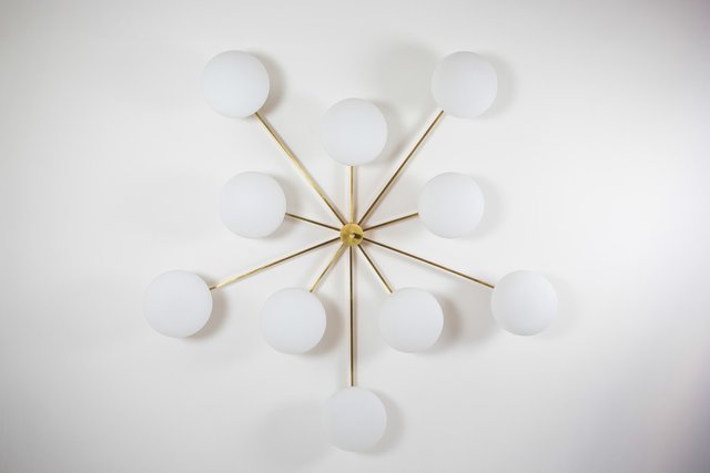 Brass & Opaline Glass Stella Cosmos Ceiling Lamp from Design for Macha ...