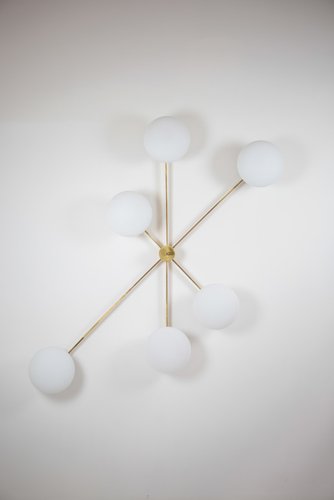 Brass & Opaline Glass Stella Tribute Chrome Lucid Ceiling or Wall Lamp ...