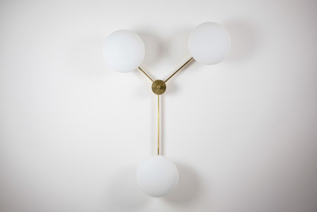 Brass & Opaline Glass Stella Triennale Chrome Lucid Ceiling or Wall ...