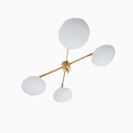 Brass & Opaline Glass Stella Butterfly Chrome Lucid Ceiling or Wall ...