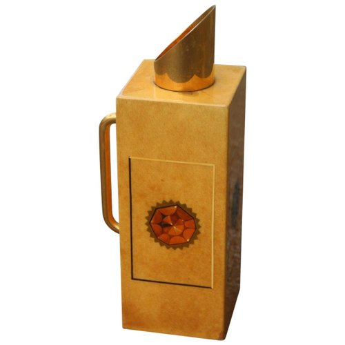 Mid-Century Brass & Goat Skin Termos Flask by Aldo Tura for sale at Pamono