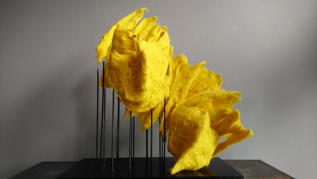 Sun Yellow Merino Wool Felted Flame Object by Margaret van Bekkum for ...