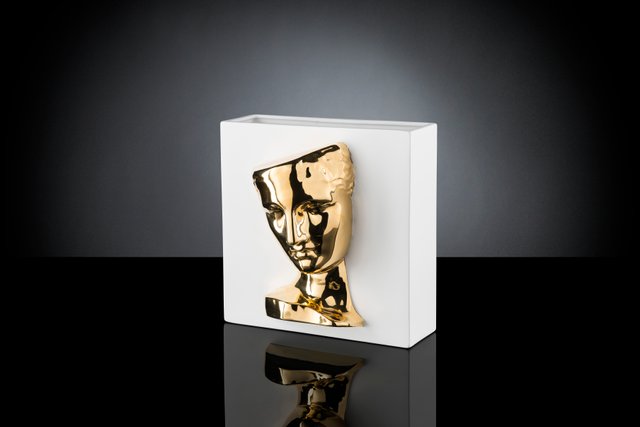 White Ceramic & Gold Psyche of Capua Vase by Marco Segantin for ...