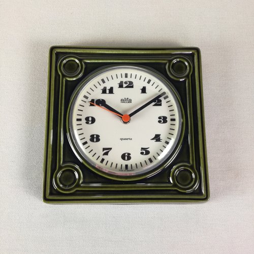 Ceramic Wall Clock from Alfa Haller, 1970s for sale at Pamono