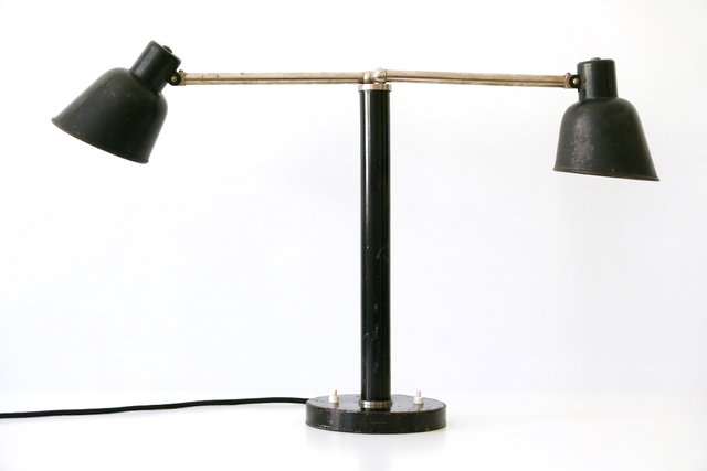 German Bauhaus Metal 2-Armed Table Lamp from Bünte und Remmler, 1920s ...