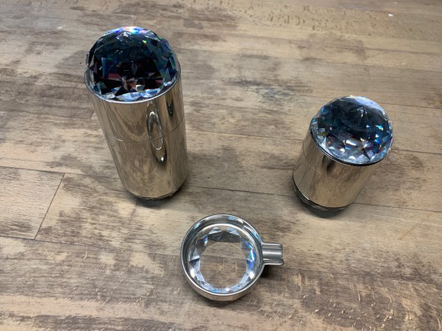 Steel and Swarovski Crystal Smoking Set, 1970s, Set of 3 for sale at Pamono