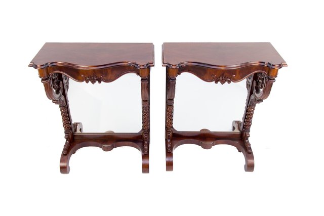 Antique Walnut Wall Console Tables, Set of 2 for sale at Pamono