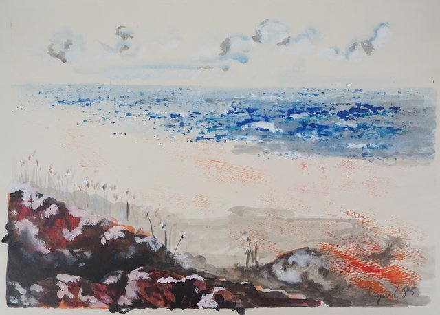 Vue sur la Plage Aquarell von Jean-Pierre Jouffroy bei Pamono kaufen