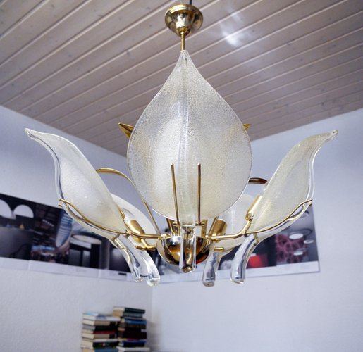 Italian Murano Glass and Brass Chandelier by Archimede Seguso for ...