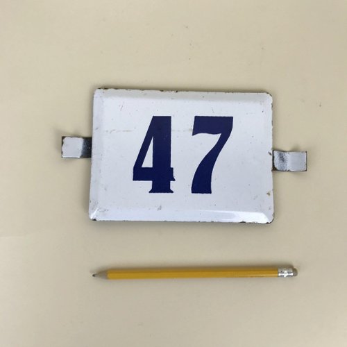 Number 47 Sign in White and Blue Enamel, 1970s for sale at Pamono
