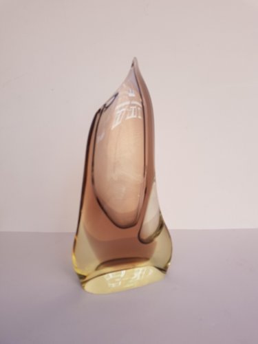 Amber Bohemian Vase with 2 Openings by Klinger Miroslav & Josef Cvrček ...