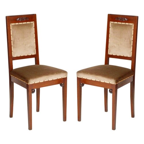 Jugendstil Samtsessel aus Walnuss & Grauem Samt von Wiener Werkstatte ...