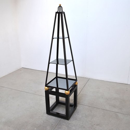 Pyramid-Shaped Lacquered Iron and Glass Shelf, 1960s for sale at Pamono