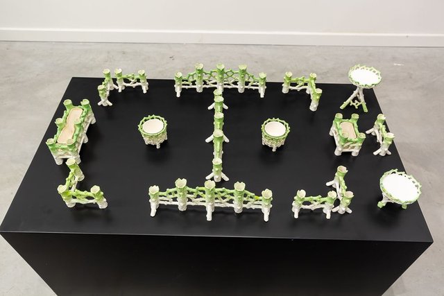 Large Mid-Century Glazed Ceramic Modular Centrepiece, Set of 17 for ...