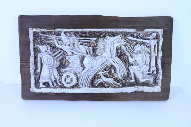 Mid-Century Ceramic Panel with Battle Scene for sale at Pamono