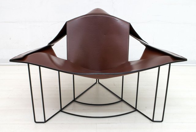 Postmoderner italienischer Leder Armlehnstuhl von Jacques Harold ...