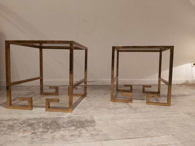 Vintage Brass G-Shaped Side Tables, Set of 2 for sale at Pamono