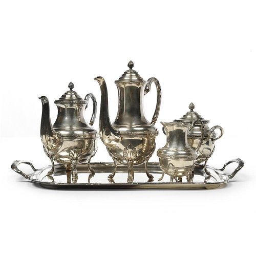 Antique Coffee or Tea Service in Silver Set for sale at Pamono