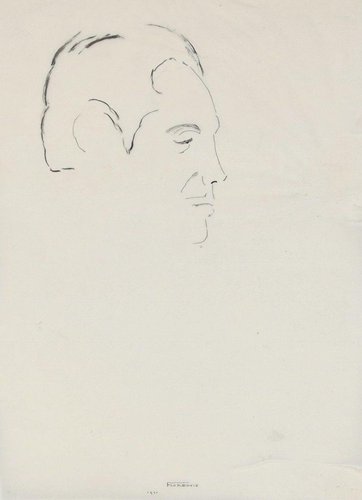 Man Portrait - Original China Ink Drawing by Flor David - 1950s 1950s ...