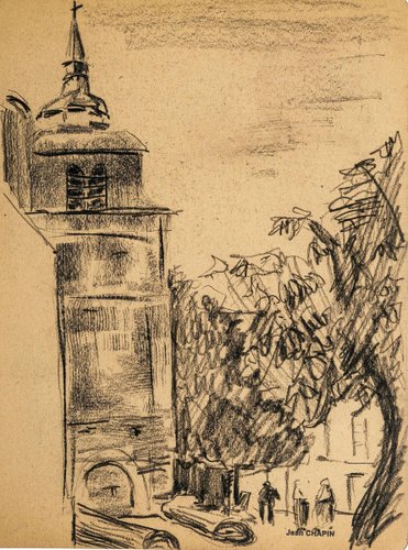 Cityscape - Original Charcoal Drawing by Jean Chapin - Early 1900 Early ...