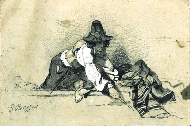 Il Buttero (The Cowboy) - Ink and White Lead by Giuseppe Raggio - 1920 ...