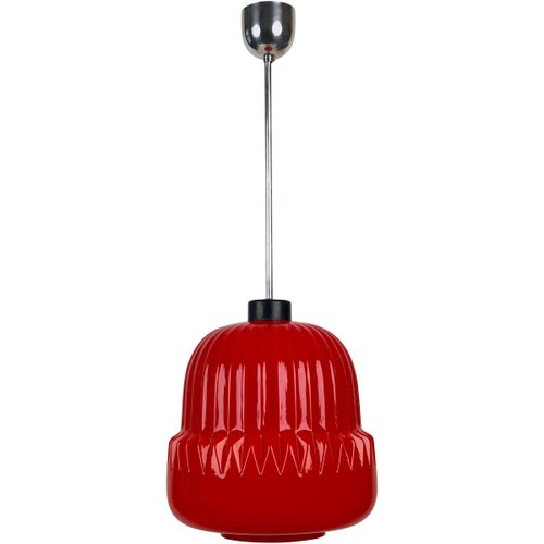 Modern Red Glass Globe Pendant Lamp, 1960s for sale at Pamono