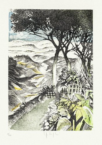 Landscape Etching on Paper by Mario Logli for sale at Pamono