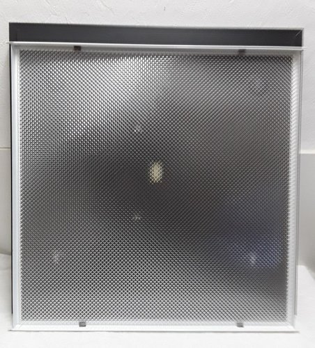 Large Flat Square Ceiling Lamp with Black Metal Mount from AEG, 1970s ...