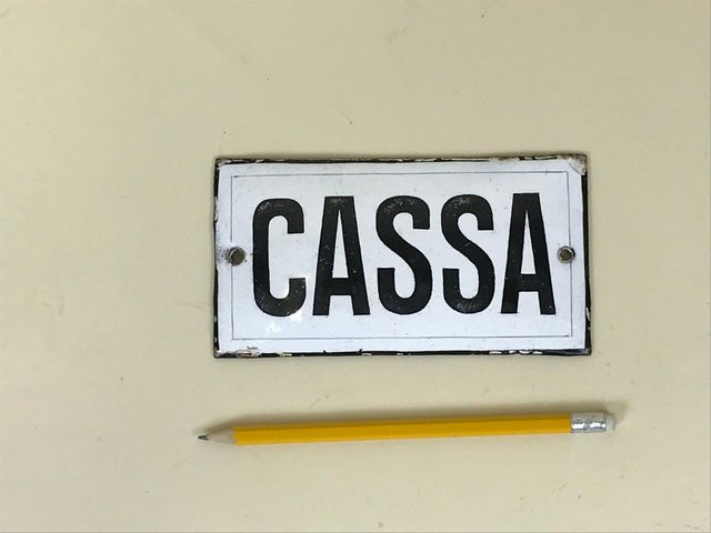 Vintage Italian Curved Enamel Metal Cassa or Cash Desk Sign, 1920s for ...