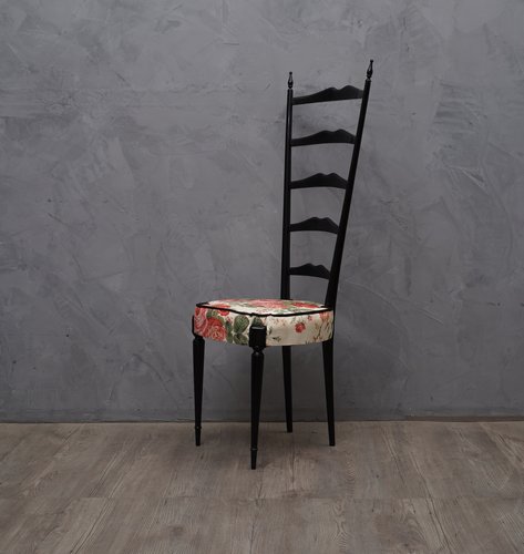 Mid-Century Italian Floral Fabric High Back Ladder Chiavari Chair ...