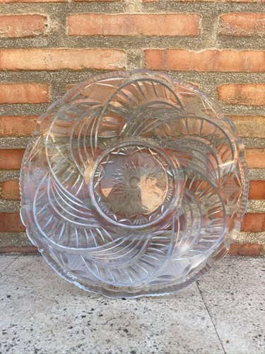 Circular Engraved Glass Plate, 1960s for sale at Pamono