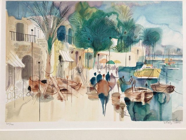 Beach Promenade, Color Lithograph for sale at Pamono