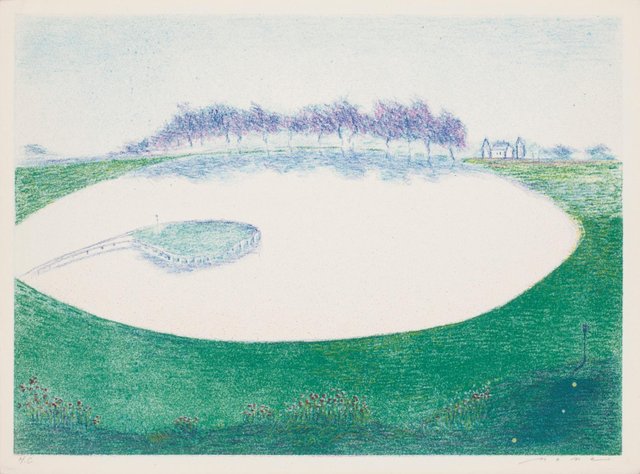 Lake in a Meadow, 20th Century, Original Lithograph for sale at Pamono