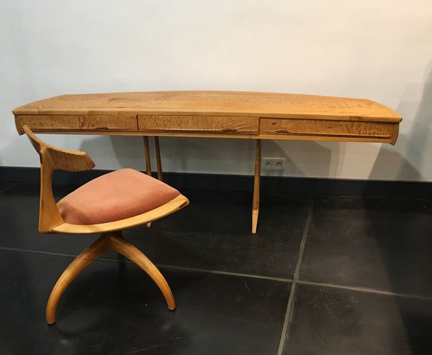 Escritorio escultural y silla al estilo del castillo de Wendell, 1970 ...