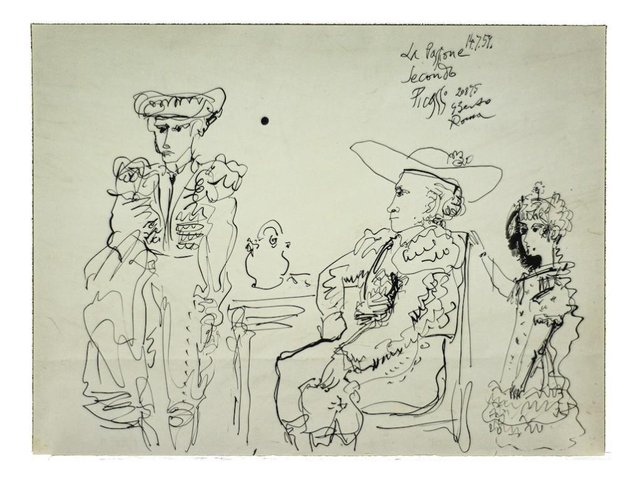 Gianpaolo Berto - Homage to Picasso - Original Ink Drawing - 1974 for ...