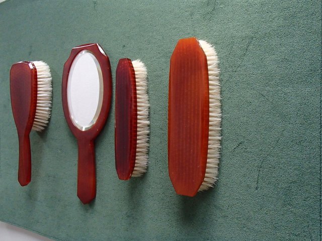 Bakelite Barber Set with Mirror, Hairbrush and Two Clothes Brushes ...