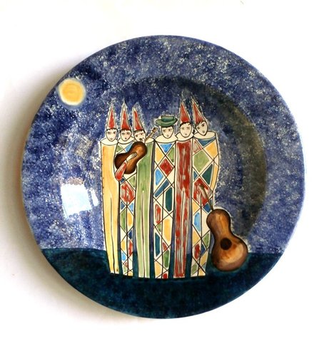 Italian Ceramic Art Pottery Plate by Walter Pozzi for Rossicone, 1980s ...