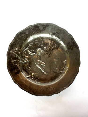 Assiette Zaphir Art Nouveau Antique en Étain par Alexandre Vibert ...