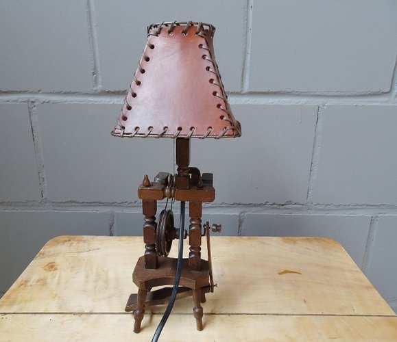 Mid-Century Spinning Wheel Table Lamp for sale at Pamono