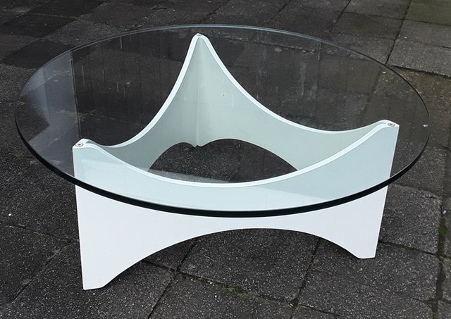 Round Chipboard & Glass Coffee Table, 1970s for sale at Pamono