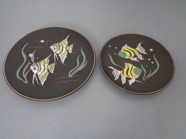 Vintage 717 Keramikteller mit Fischen von Ruscha, 1970er, 2er Set bei ...