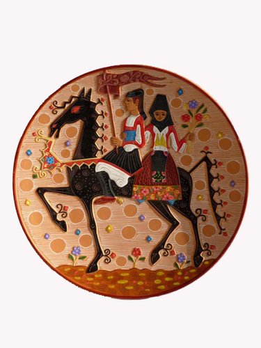 Sardinian Decorative Ceramic Plate by Paolo Loddo, 1960s for sale at Pamono