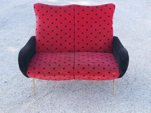 Canapé 2 Places Ladybug en Velours Tissé, 1950s en vente sur Pamono