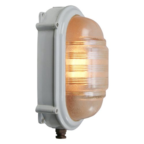 Industrial Gray Metal & Prismatic Glass Bulkhead Sconce from Coughtrie ...