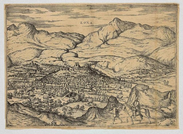 Franz Hogenberg, City of Loja, Etching, Late 1500s for sale at Pamono