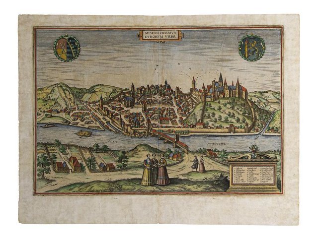 Franz Hogenberg - Map of Meissen - Original Etching - Late 16th Century ...