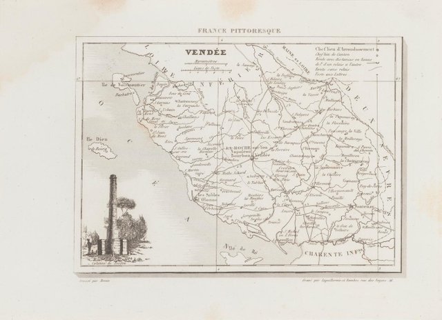 Unknown - Map of Vendée - Original Etching - 19th Century for sale at ...