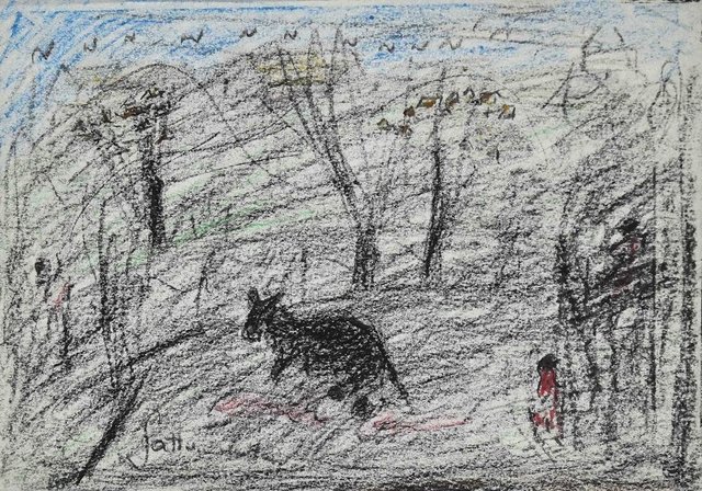 Nazareno Gattamelata, Landscape With Animals, Drawing, 1970s for sale ...